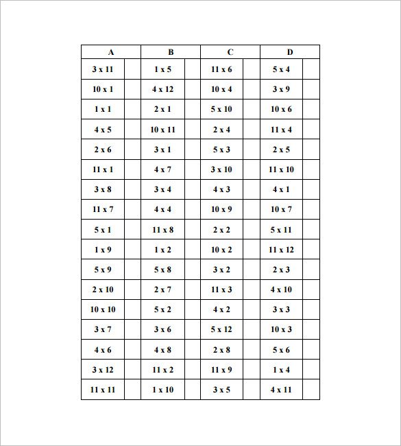 Times Tables Worksheets