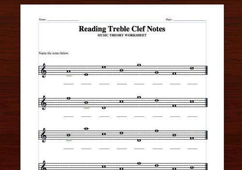 Music Note Naming Worksheets