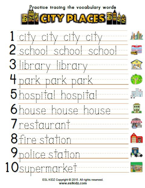 Places Worksheets For Kindergarten