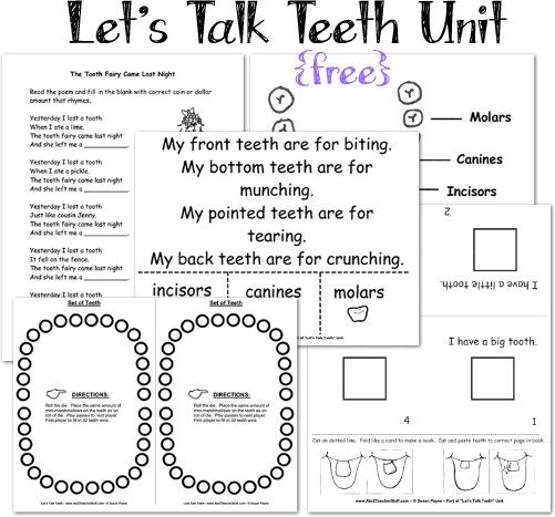 Dental Health And Teeth Printable Pages And Worksheets | Free ...
