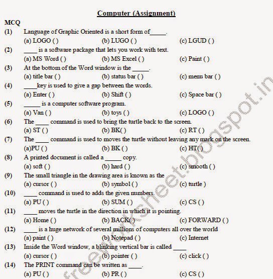 Download Class 3 Computer Practice Assignment For Kids ~ My Free | Free ...
