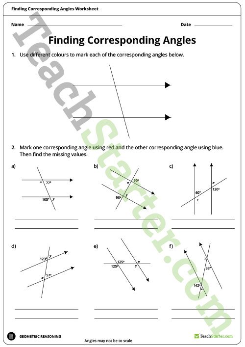 Corresponding Angles Worksheets