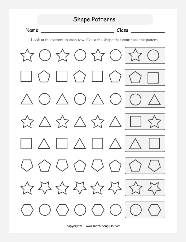 Free Printable Shapes Pattern Worksheet | Free Worksheets Samples