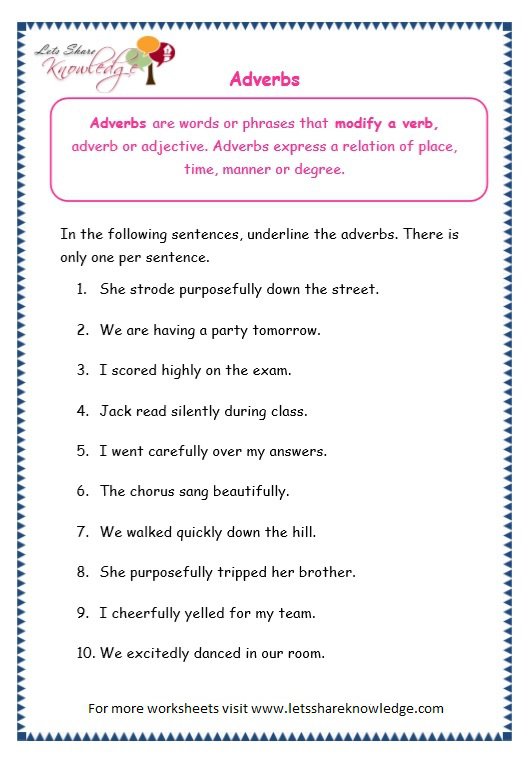 Grade 3 Grammar Topic 16 Adverbs Worksheets | Free Worksheets Samples