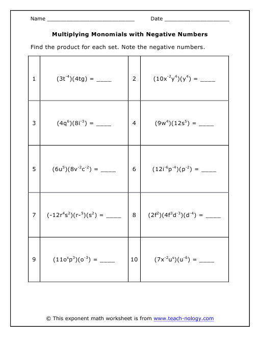 Integer Exponents Worksheet Free Worksheets Library | Free Worksheets ...
