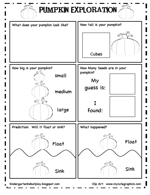 Pumpkin Worksheets For Kindergarten