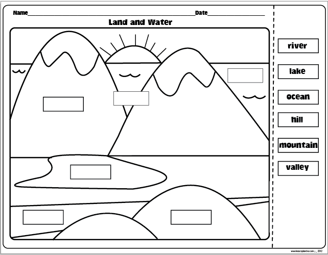 Land And Water Forms Worksheet Worksheets | Free Worksheets Samples