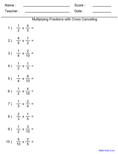 Multiply Cross Cancel Worksheet | Free Worksheets Samples