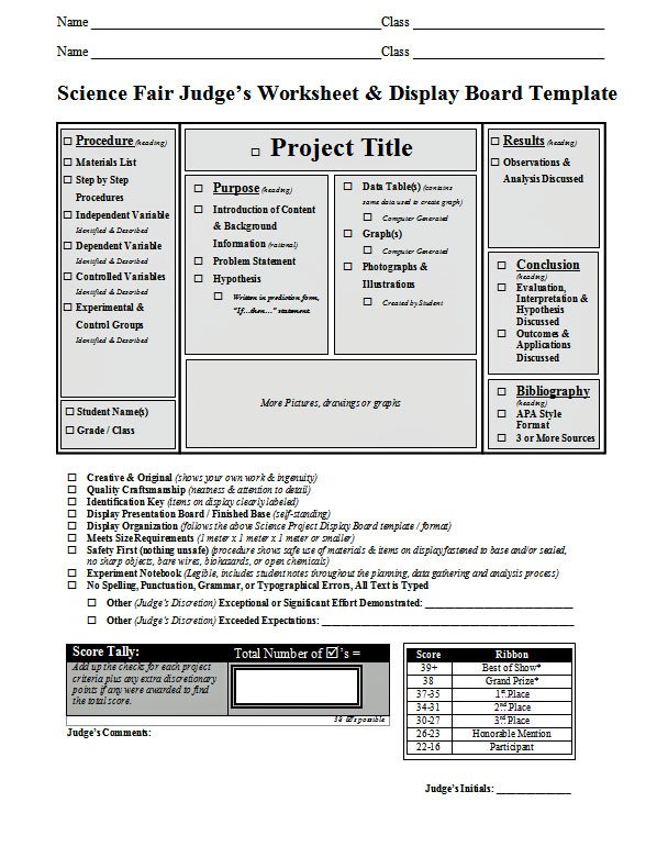 Science Project Worksheets