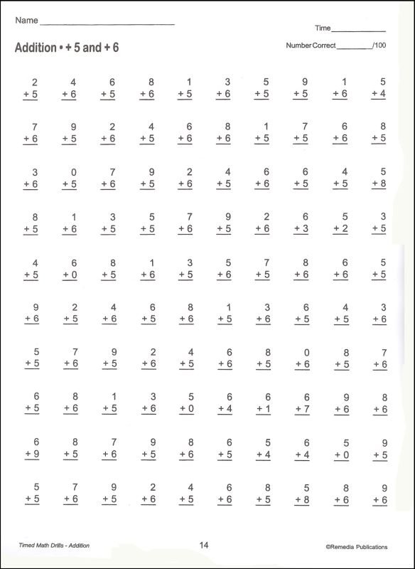 Speed Math Worksheets