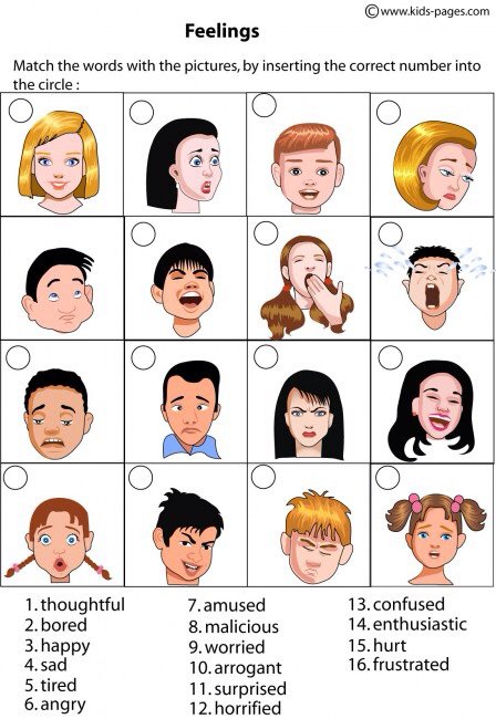Adjectives Feelings Worksheets