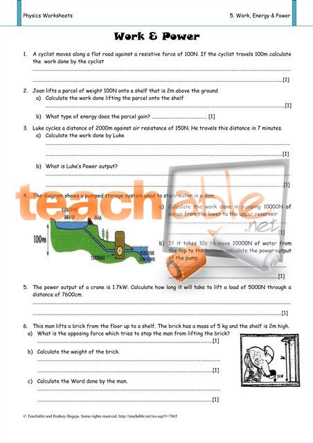 Work Power Energy Worksheet Free Worksheets Library | Free Worksheets Samples