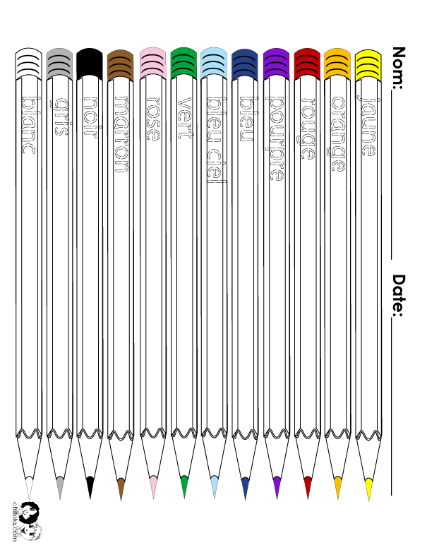French Colors Worksheets