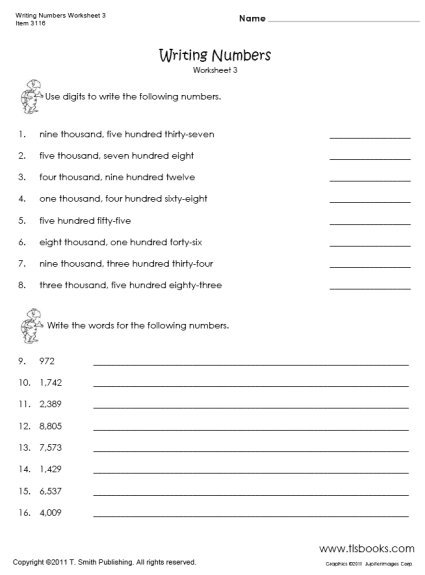 Writing Numbers Worksheets 3 | Free Worksheets Samples
