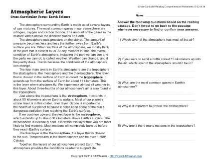 Layers Of The Atmosphere Worksheets Answers