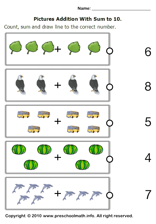Basic Addition Worksheets With Sum To 10 And Draw Lin | Free Worksheets ...