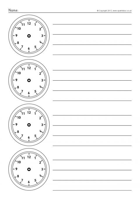 Blank Analog Clock Worksheets