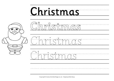 Tracing Christmas Worksheets