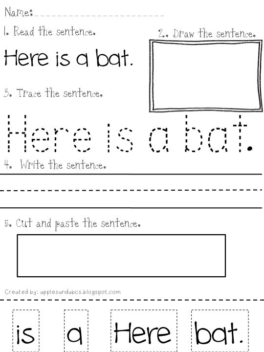Cut And Paste Sentences Worksheets