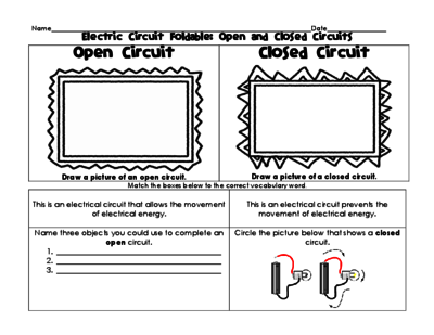 Electric Circuit Foldable Open, Closed, Series, And Parallel | Free ...
