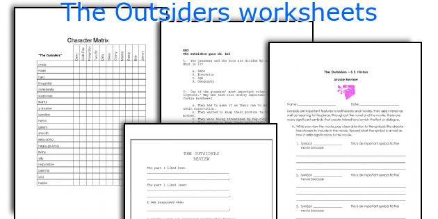 The Outsiders Characterization Worksheets