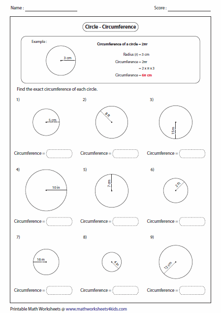 Finding Circumference Of A Circle Worksheet Free Worksheets | Free ...