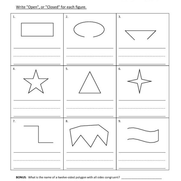 Open And Closed Figures Worksheets Open And Closed Figures Worksheets