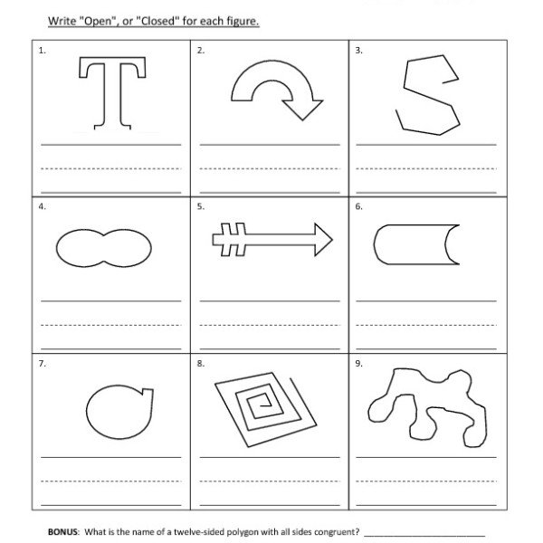 Open And Closed Figures Worksheets