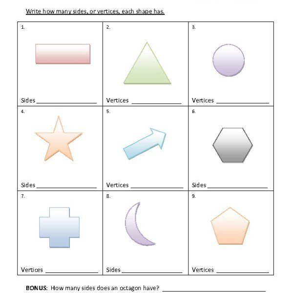 Sides And Vertices Worksheets