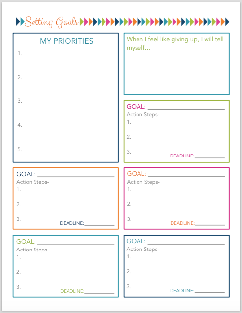 Printable Goal Setting Worksheets
