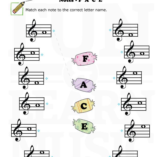Fun And Learn Music Â» Music Worksheets â Treble Clef Face | Free ...