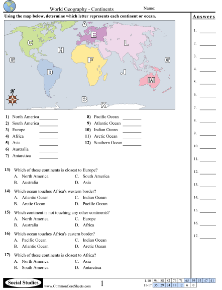 Geography Worksheets | Free Worksheets Samples
