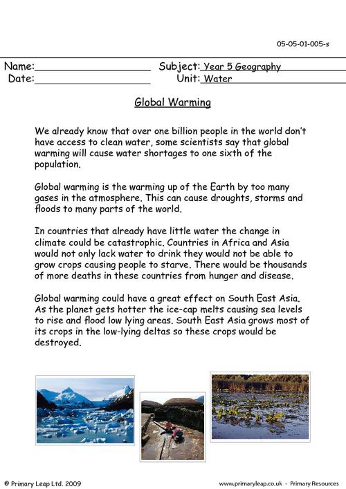 Worksheets Global Warming