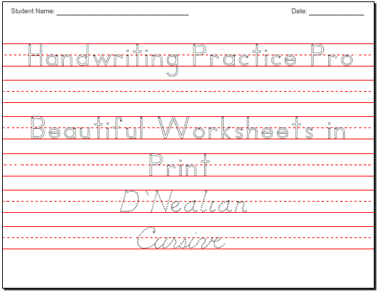 Handwriting Sheets Maker | Free Worksheets Samples