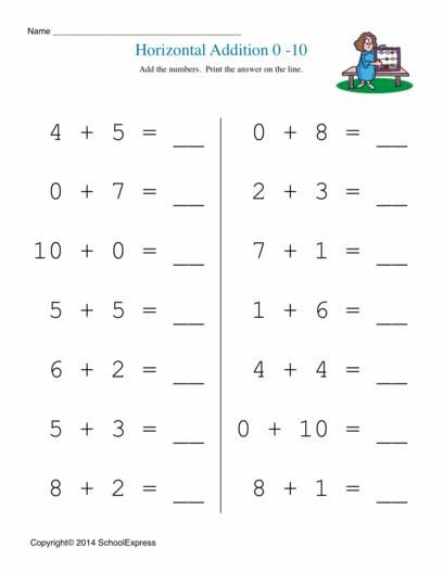 Addition 1-10 Worksheets