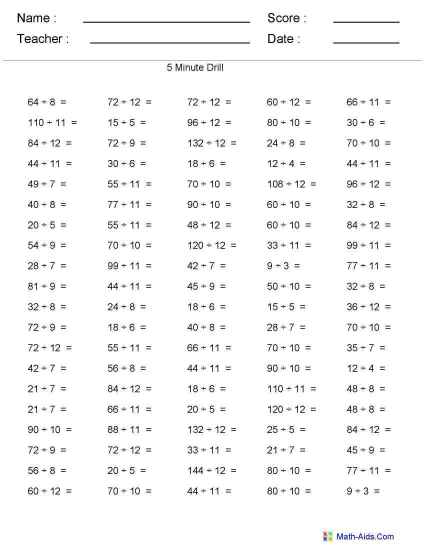 Mad Minute Math Subtraction Worksheets Printable
