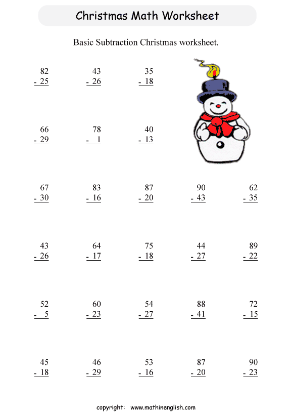 Printable Christmas Subtraction Worksheet For Kids | Free Worksheets ...