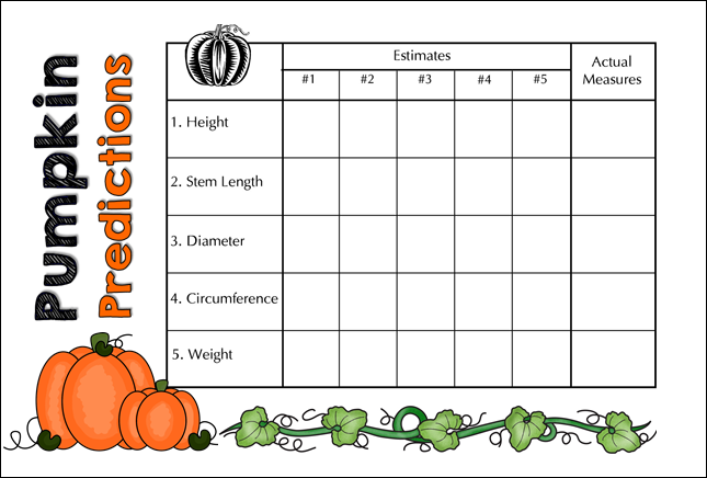 Pumpkin Measurement Worksheets