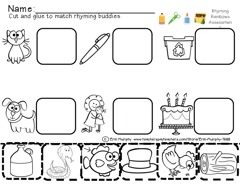 Rhyming Worksheets For Kindergarten Cut And Paste