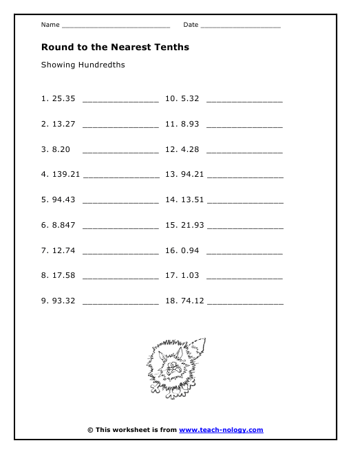 Rounding Decimals Worksheets Printable