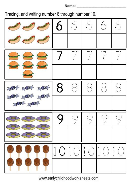 Numbers 6-10 Worksheets