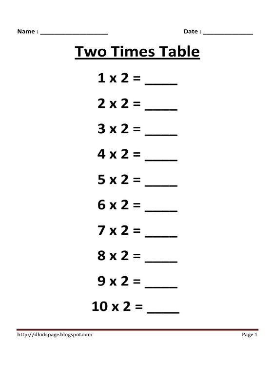 Two Times Tables Worksheet Worksheets For All | Free Worksheets Samples