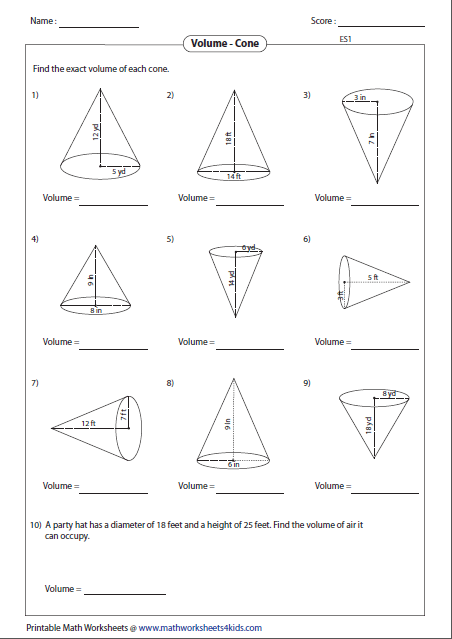 Metric Volume Worksheets