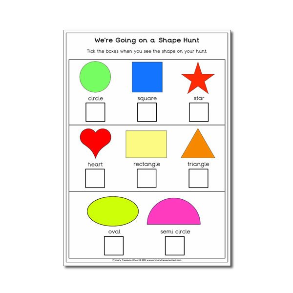 2d Shape Hunt Worksheets