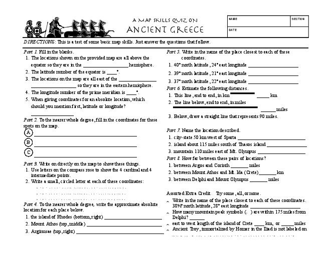 Ancient Greece Worksheets For 3rd Grade