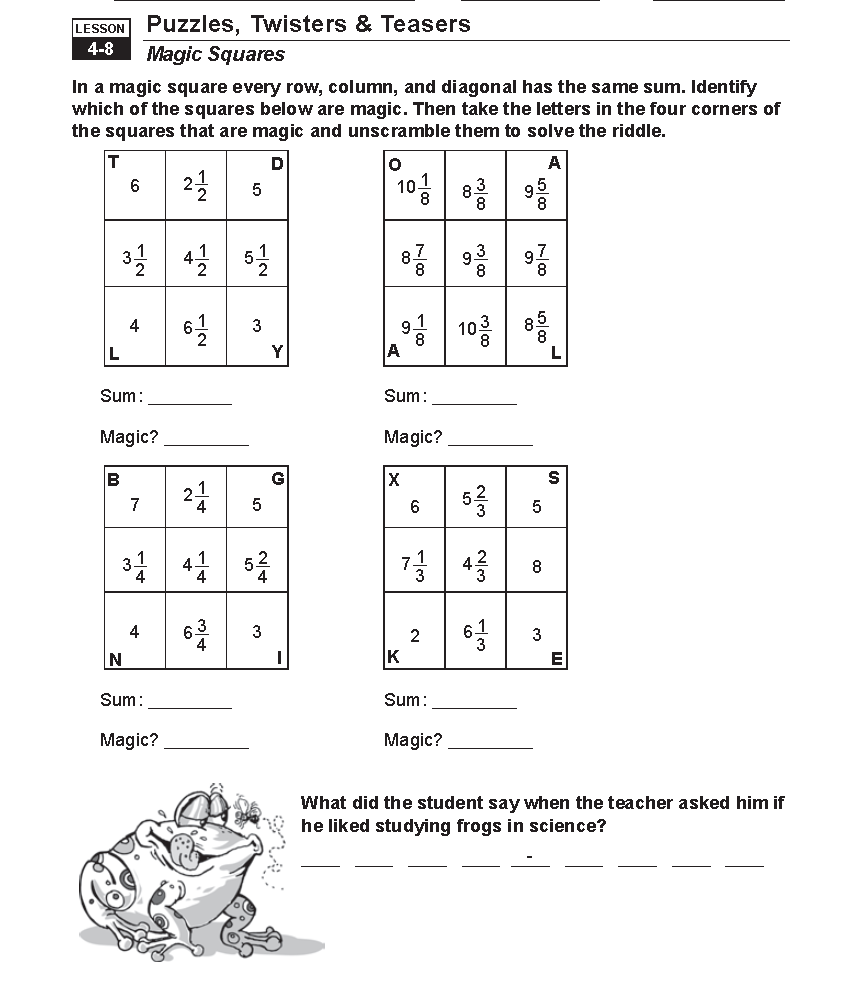 Worksheet 638826 Puzzle Time Math Worksheets Fun Fraction | Free ...