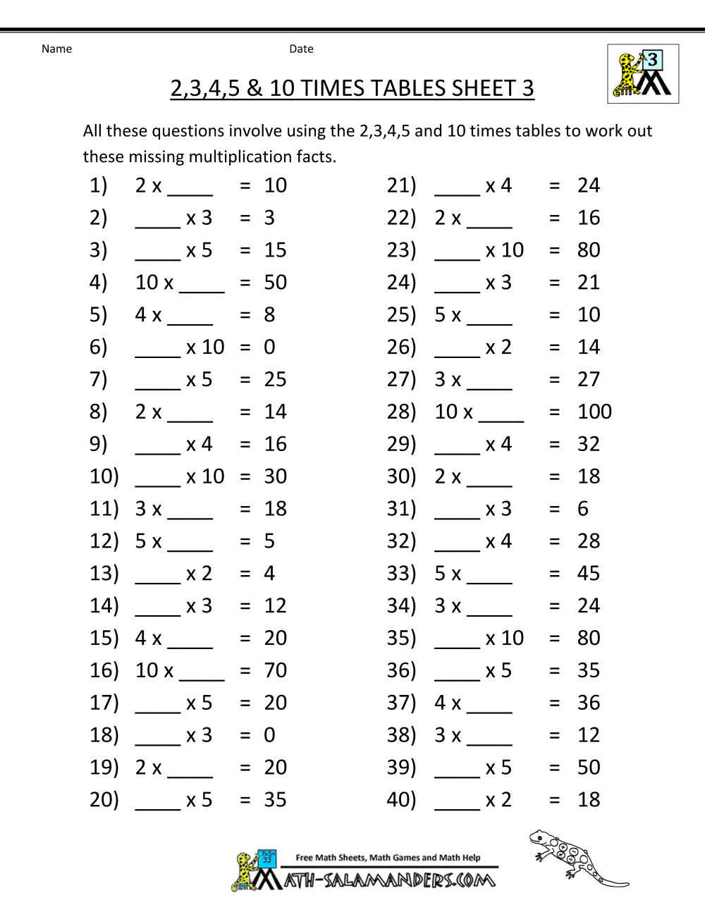 Math Grade 4 Worksheets