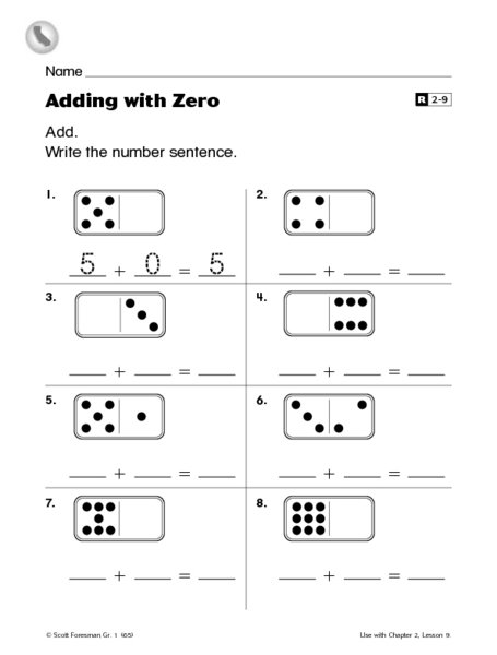 Adding With Zero Worksheets 1st Grade
