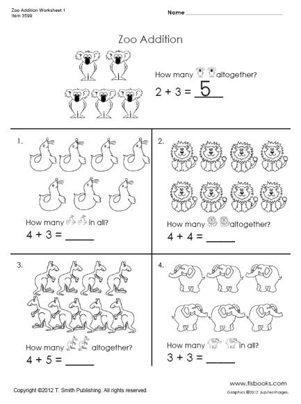 Zoo Addition Worksheets 1 And 2 | Free Worksheets Samples
