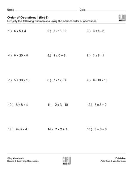 4th Grade Order Of Operations Worksheets Worksheets For All | Free ...